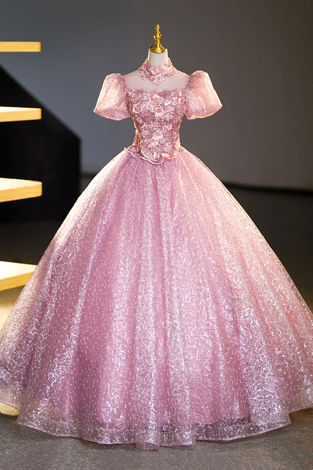Pink Tulle Lace Princess Dress Beautiful A Line Evening Dress Sweet 1 Pink Tulle Lace Princess Dress Beautiful A Line Evening Dress Sweet 1