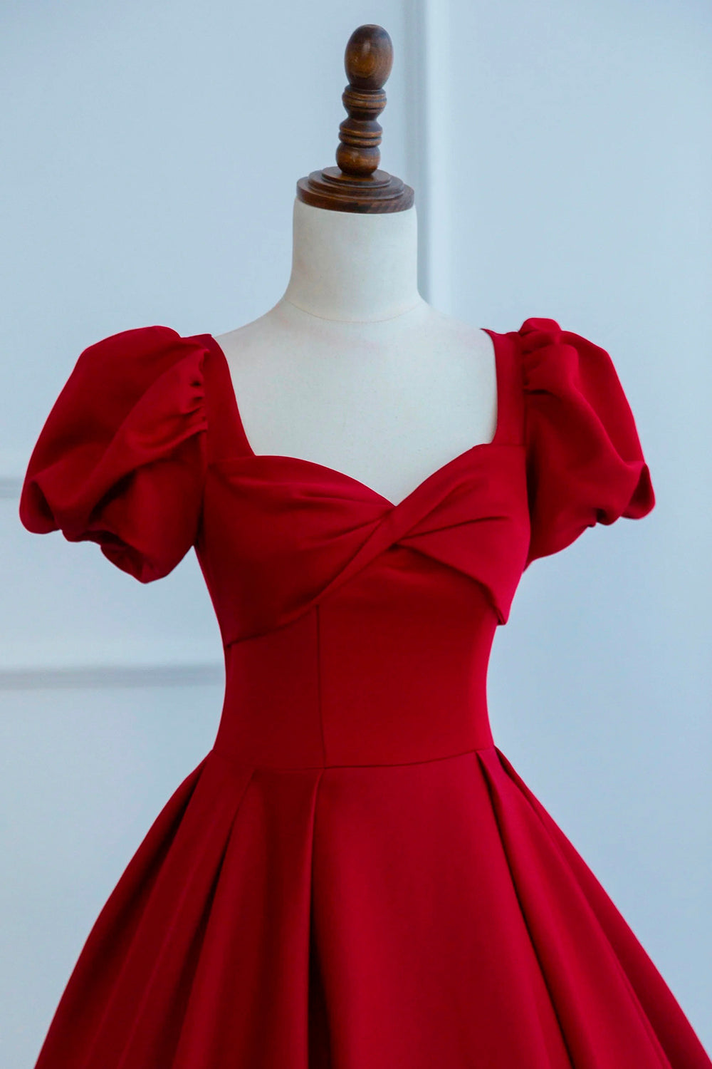 Dark Red Short Sleeve Long Prom Dress, Beautiful A-Line Evening Party