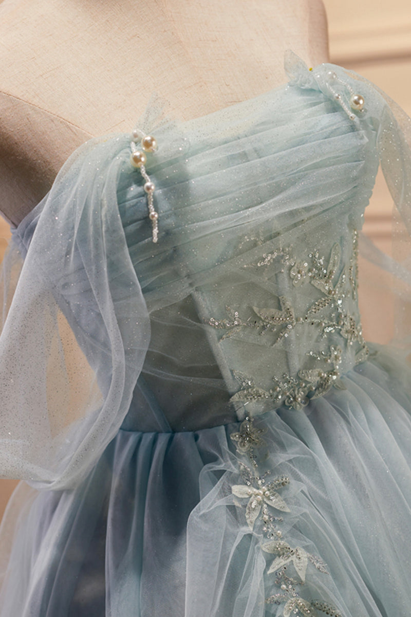 Light Green Sweetheart Sequins Tulle Party Dress, Green Homecoming Dre